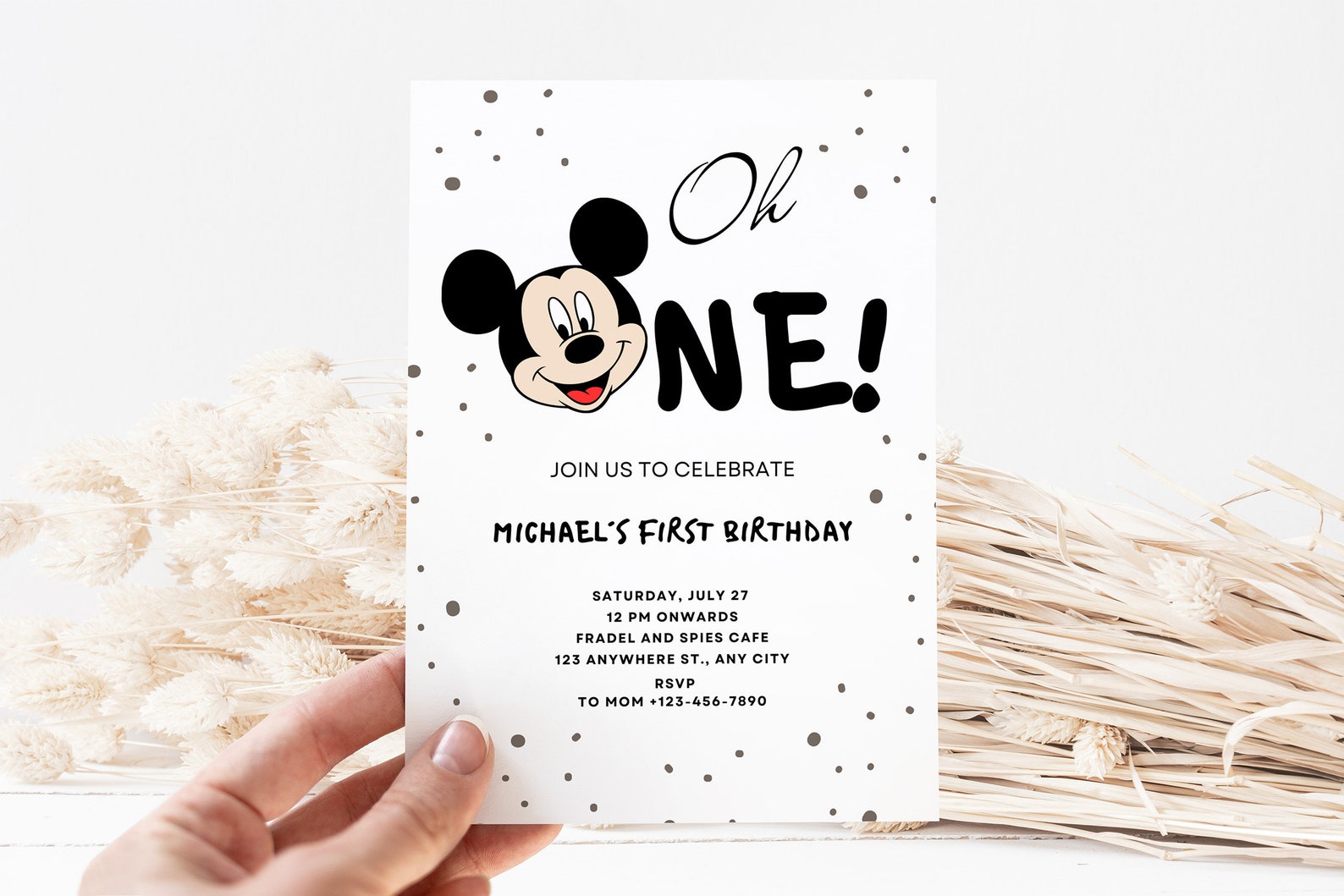 Boy Birthday Invite Printable Birthday Invitation Mouse 1 Year Old ...