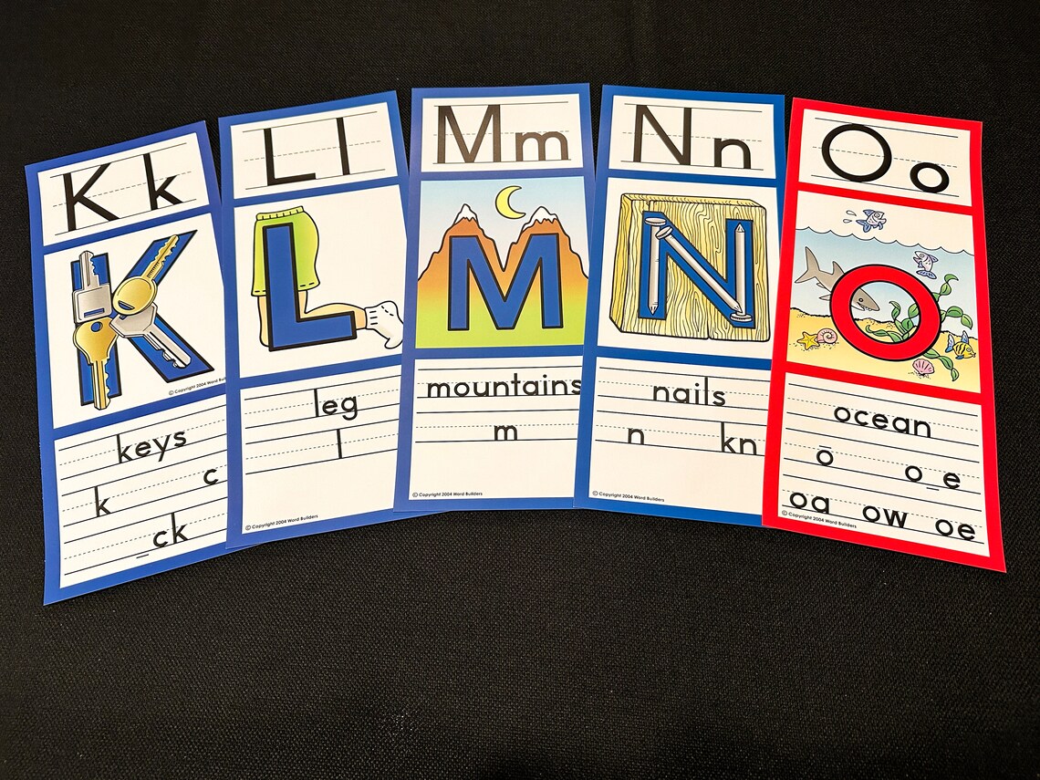 Alphabet ABC Wall Cards Letters Vowels Digraphs Word Builders Phonics ...