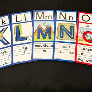 Alphabet ABC Wall Cards Letters Vowels Digraphs Word Builders Phonics ...