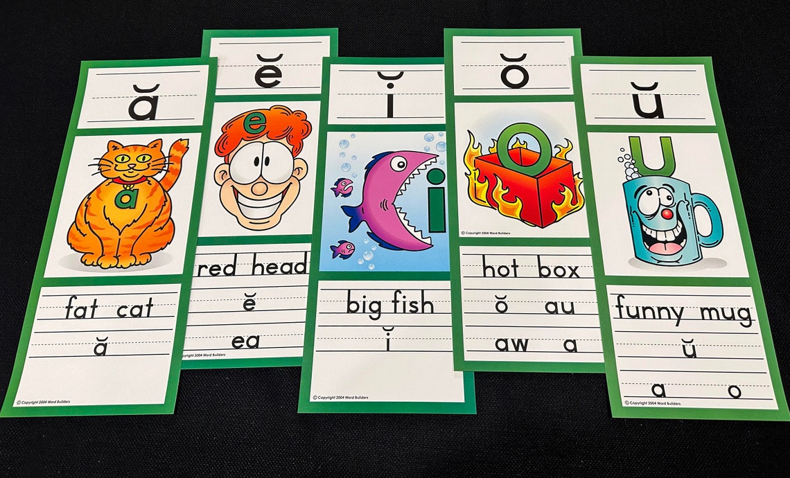 Alphabet ABC Wall Cards Letters Vowels Digraphs Word Builders Phonics ...