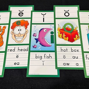 Alphabet ABC Wall Cards Letters Vowels Digraphs Word Builders Phonics ...