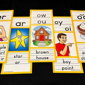 Alphabet ABC Wall Cards Letters Vowels Digraphs Word Builders Phonics ...