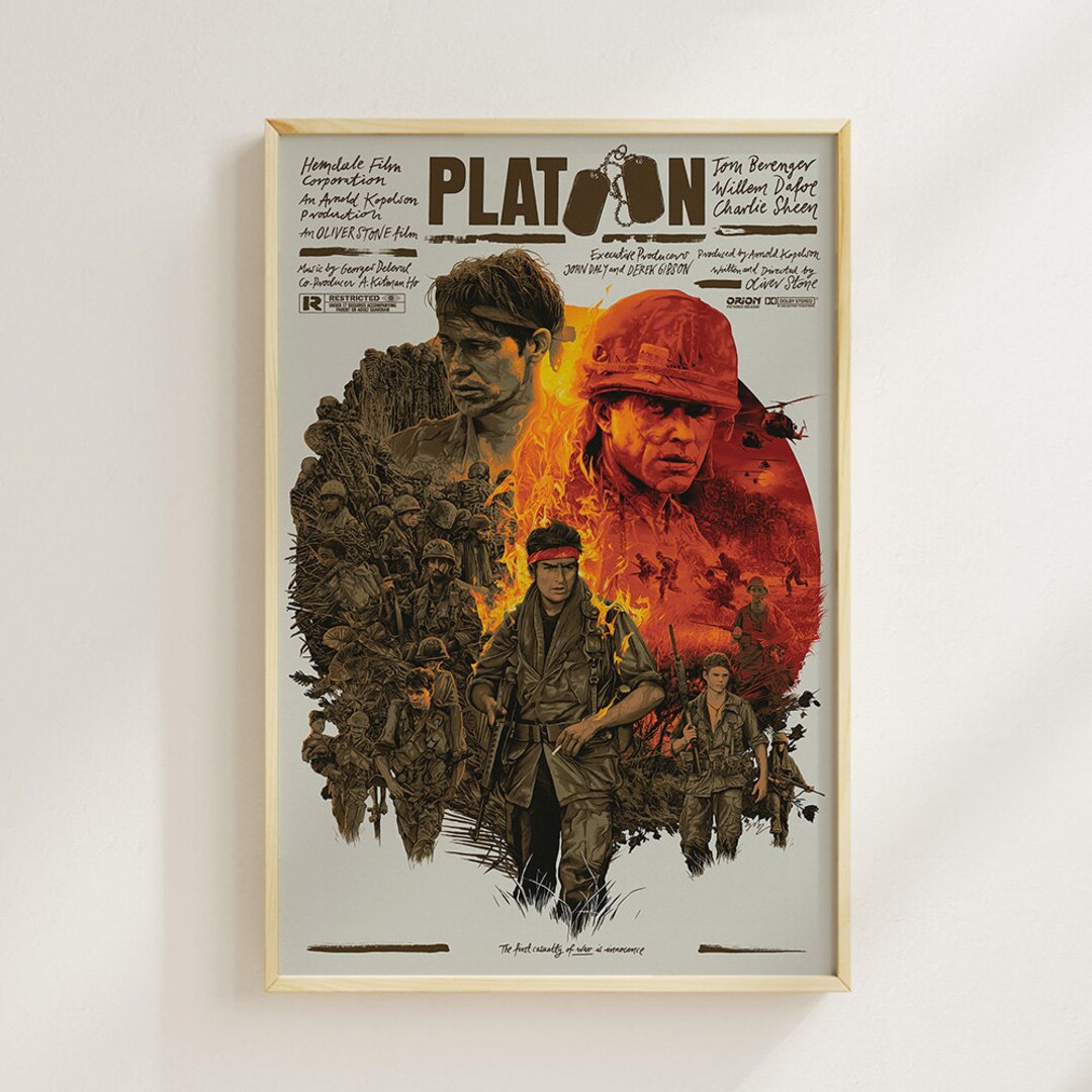 Vintage Platoon Classic Movie Poster, Quality Canvas Print, Custom ...
