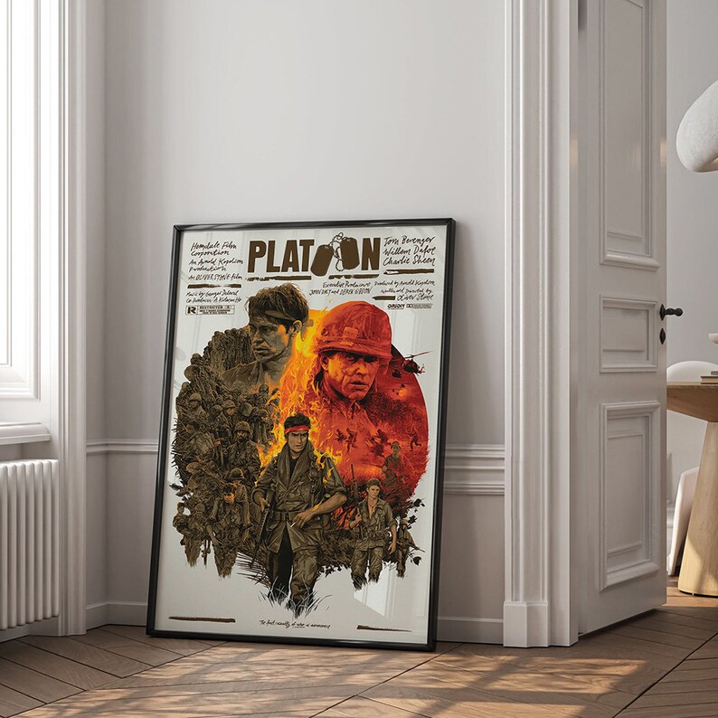 Vintage Platoon Classic Movie Poster, Quality Canvas Print, Custom ...