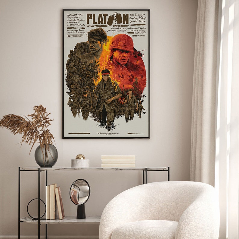 Vintage Platoon Classic Movie Poster, Quality Canvas Print, Custom ...