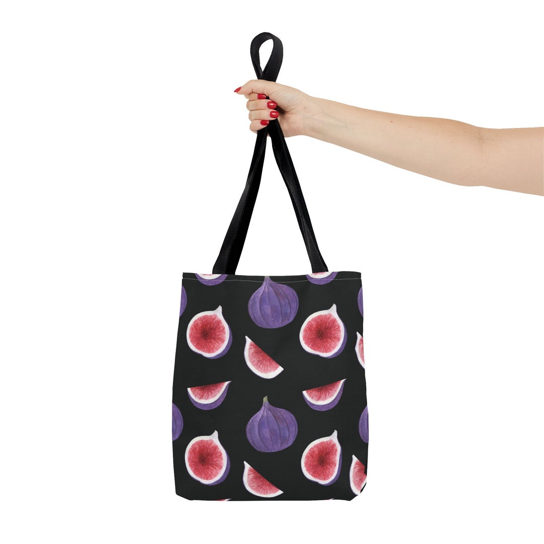 Fresh Figs Tote Bag. Vibrant Purple Figs on a Black Background. A ...