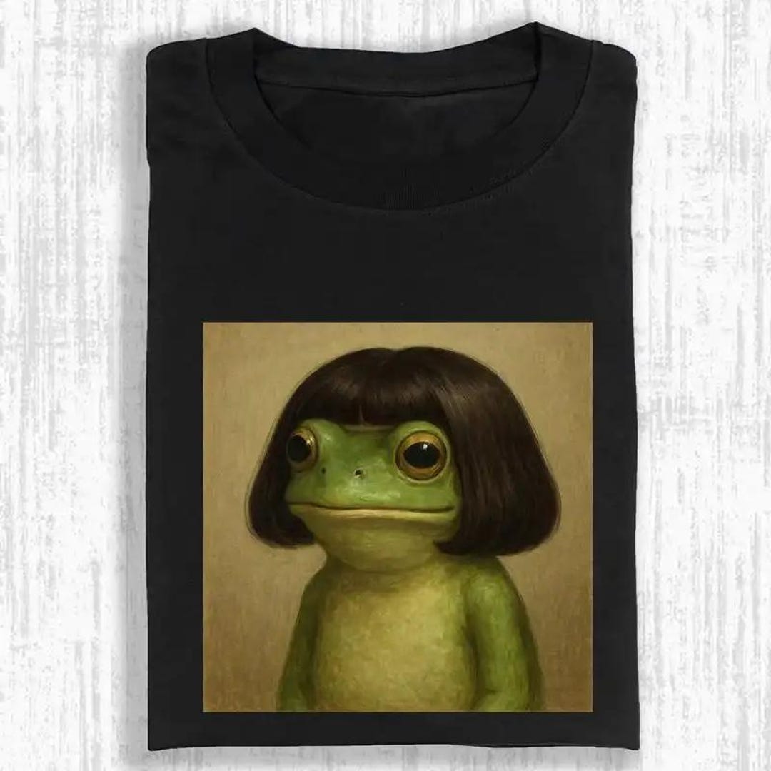 Frog Face With Bob Haircut Meme Shirt, Funny Meme Tee, Ironic Shirt ...