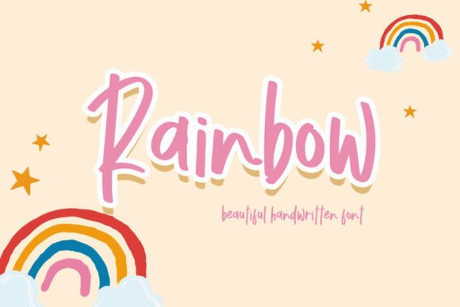 Rainbow Font, Cute Font, Handwritten Font, Retro Font, Vintage Font ...