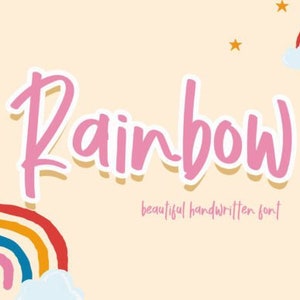 Rainbow Font, Cute Font, Handwritten Font, Retro Font, Vintage Font ...