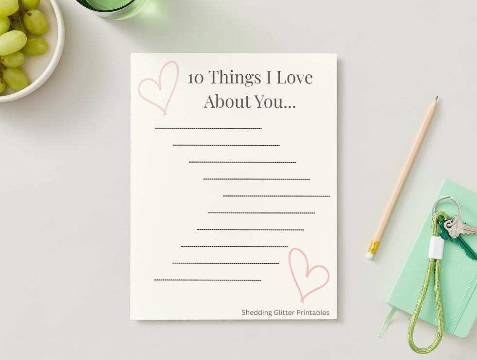 I Love You Because Fill-in Valentine | Meaningful Keepsake (digital ...