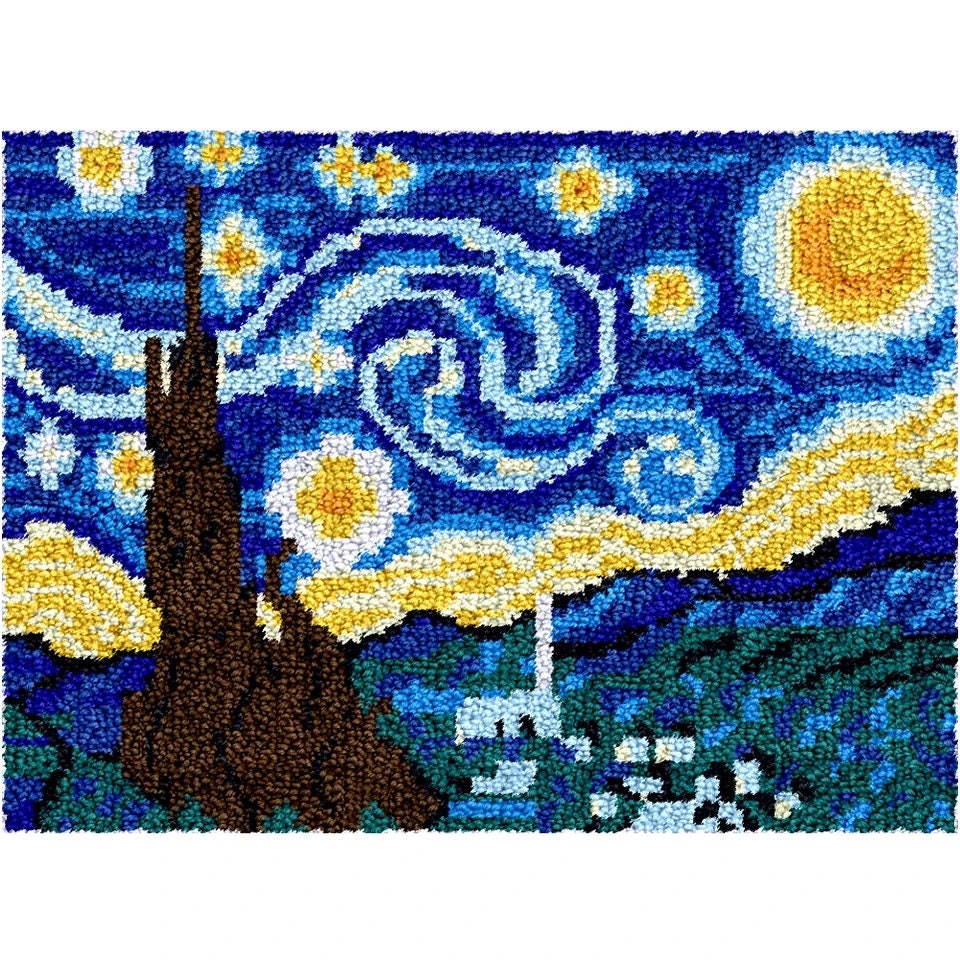 Starry Night Latch Hook Kit - Craft Kits - DIY Rug Making Kit - Vincent ...