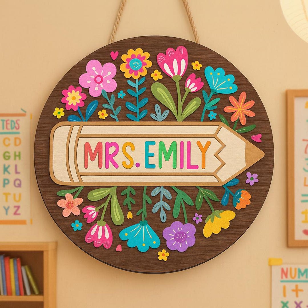 Custom Teacher Name 3D Flower Door Sign, Classroom Welcome Sign, Back ...