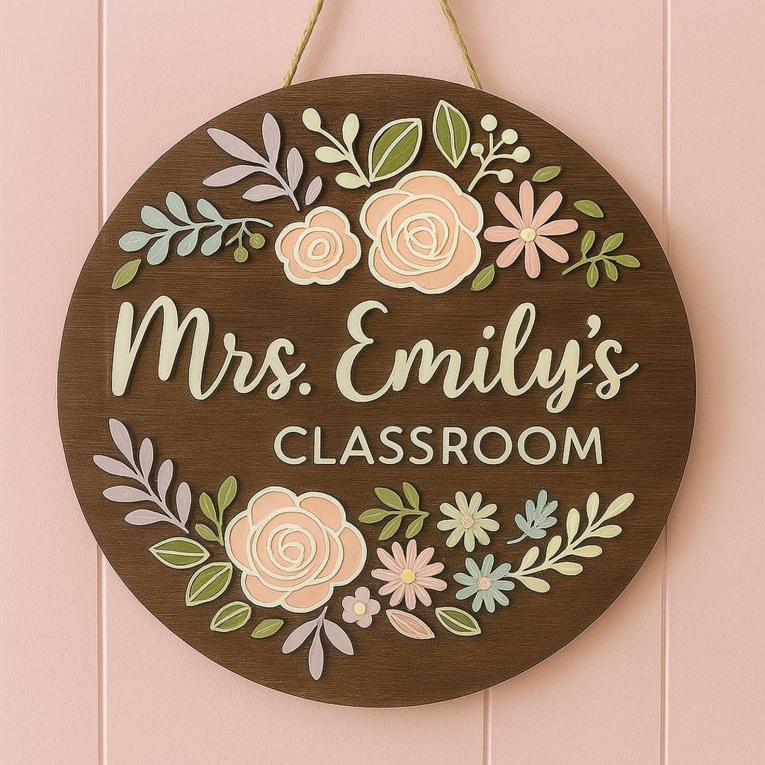Custom Teacher Name 3D Flower Door Sign, Classroom Welcome Sign, Back ...