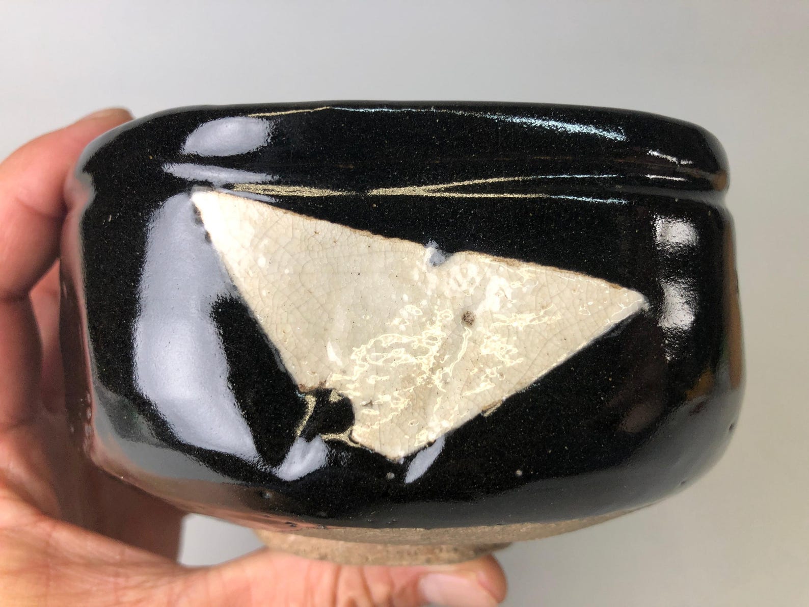 Y7482 CHAWAN Seto-ware Black Bowl Signed Box Japan Antique Tea Ceremony ...