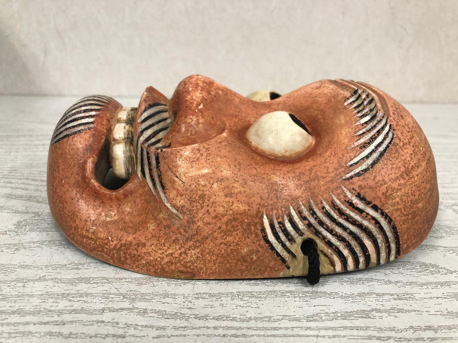 Y3802 NOH MASK Wood Carving White Beard Signed Japan Antique Vintage ...