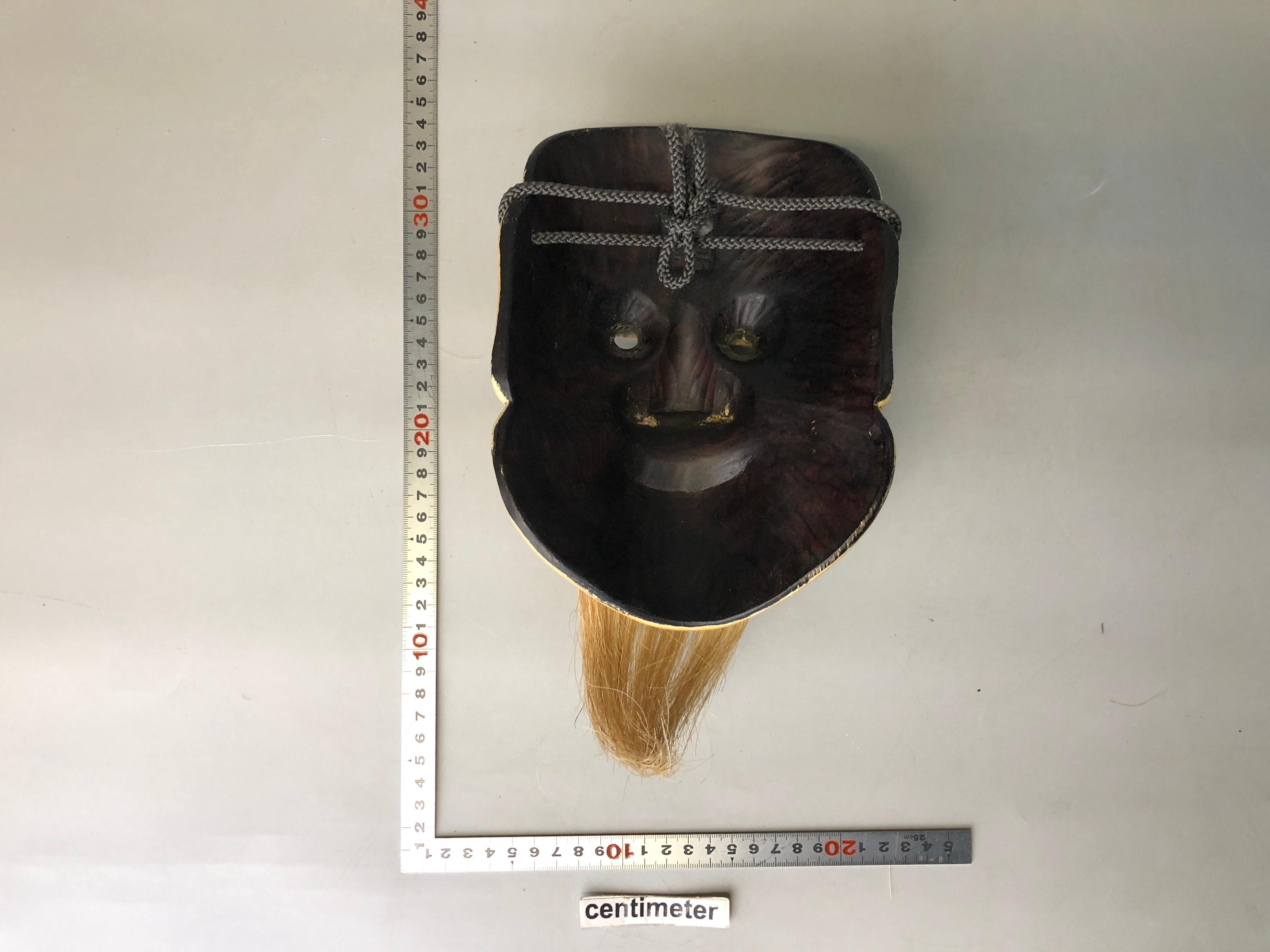Y7359 NOH MASK Wood Carving Old Man Bag Japan Antique Traditional Drama ...