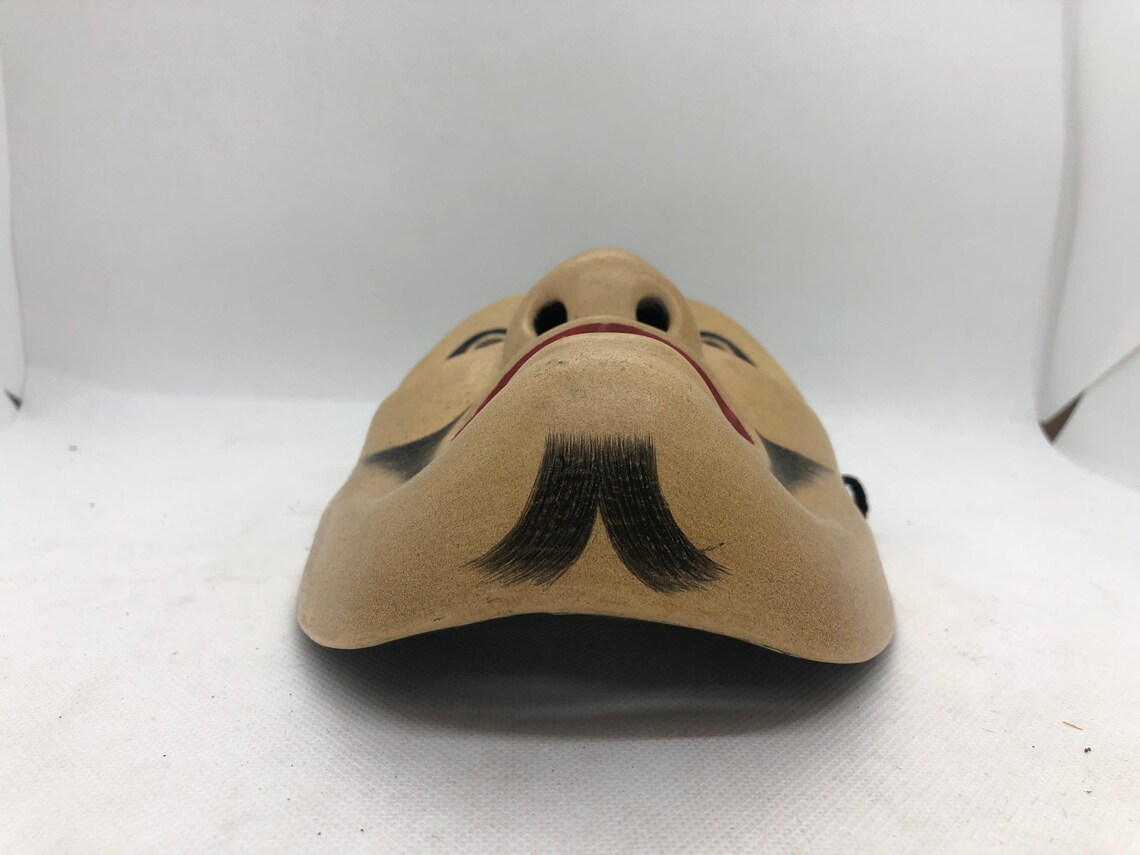 Y4663 NOH MASK Wood Carving Shintai Signed Japan Antique Omen Dance ...