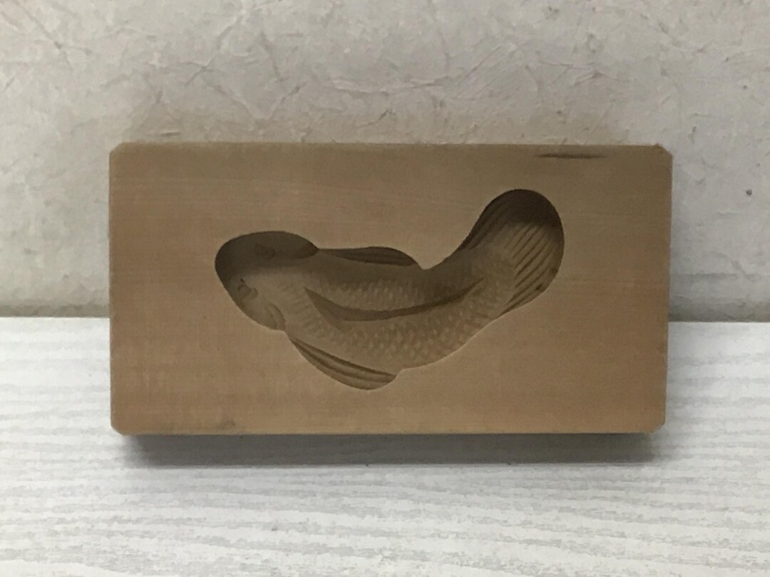 Y1955 KASHIGATA Goby Fish Japanese Vintage Wooden Pastry Mold Wagashi ...