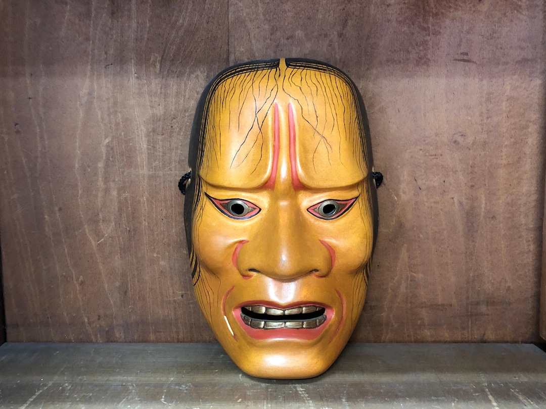Y3009 NOH MASK Wood Carving Hashi Hime Japan Antique Dance Drama Omen ...
