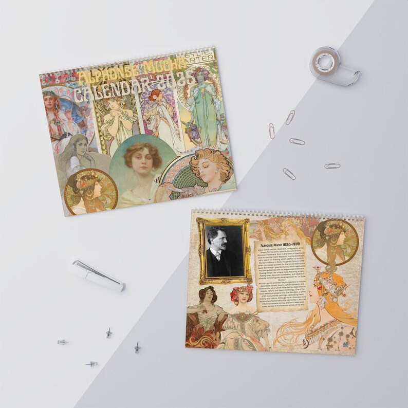 Alphonse Mucha Wall Calendar 2025, Art Nouveau Yearly Planner, Monthly ...