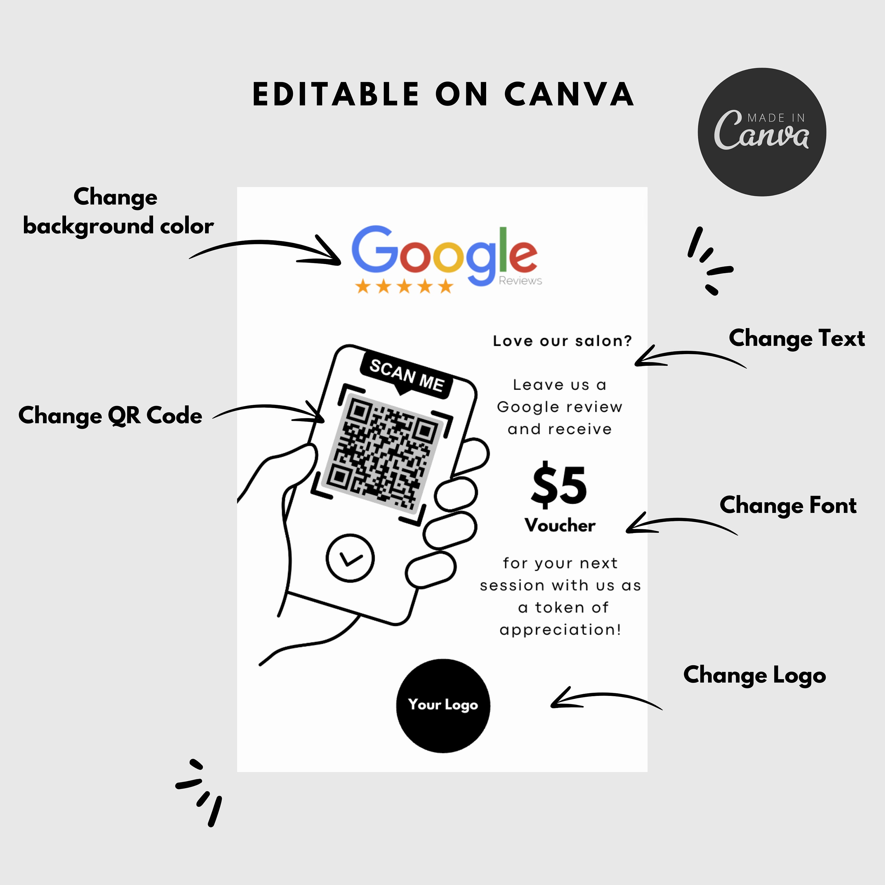 Google Review Sign, QR Code Sign, Editable Review Sign Template, Social ...