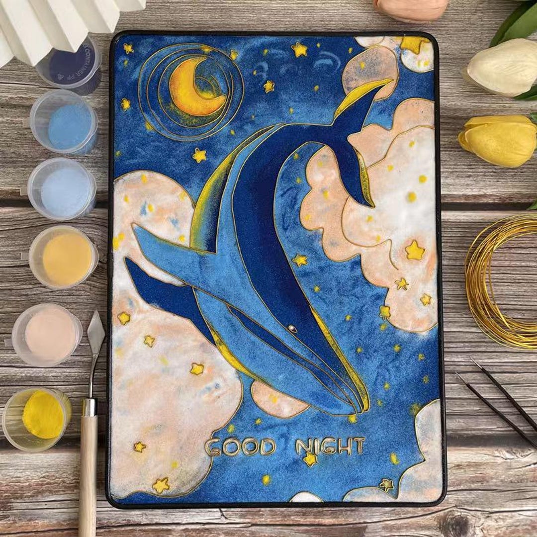 Ocean Whales Lullaby DIY Cloisonne Enamel Painting, Art Kits for ...