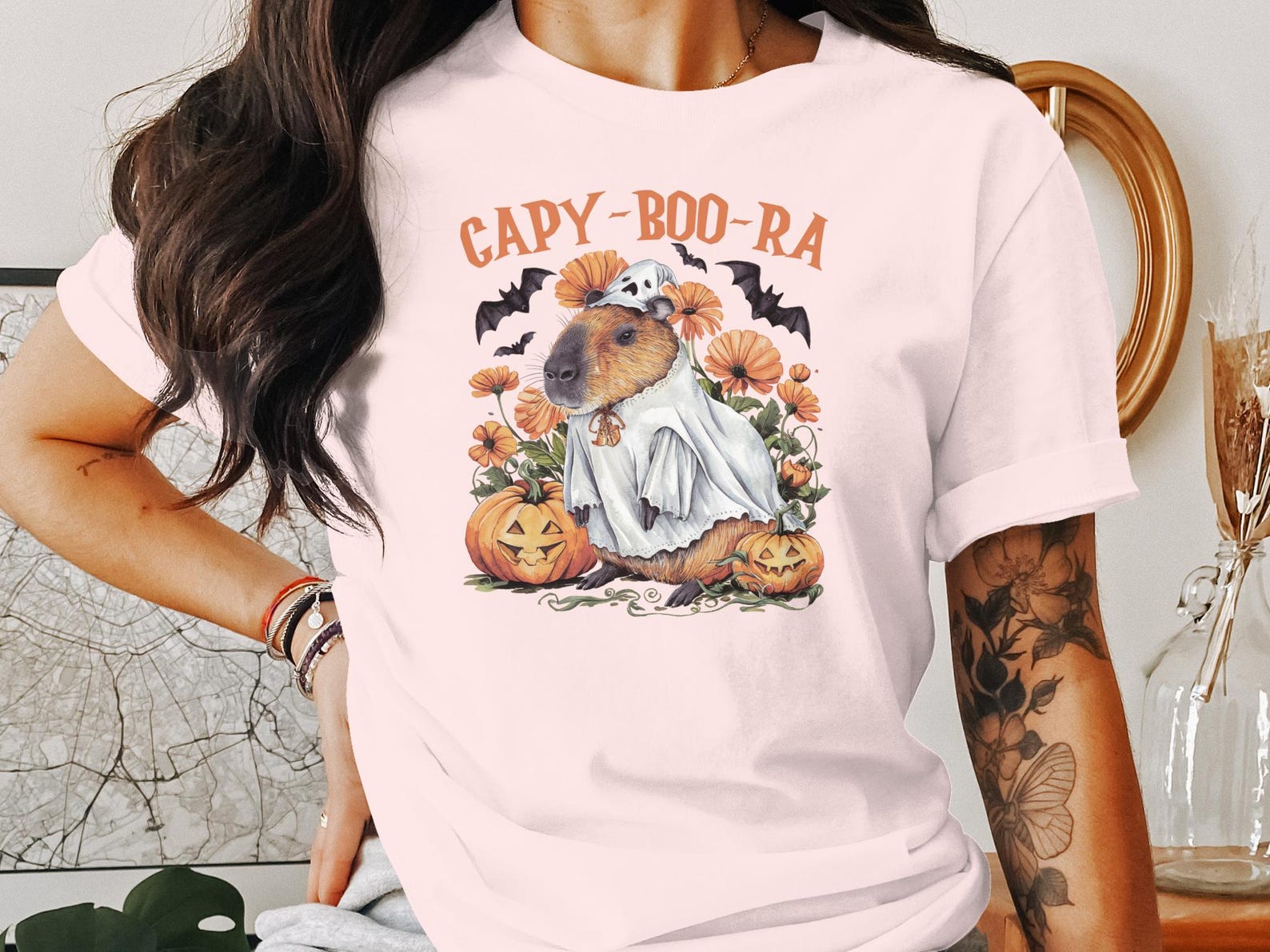 Funny Halloween Capybara Ghost T-shirt, Capybara Boo Ghost Shirt ...