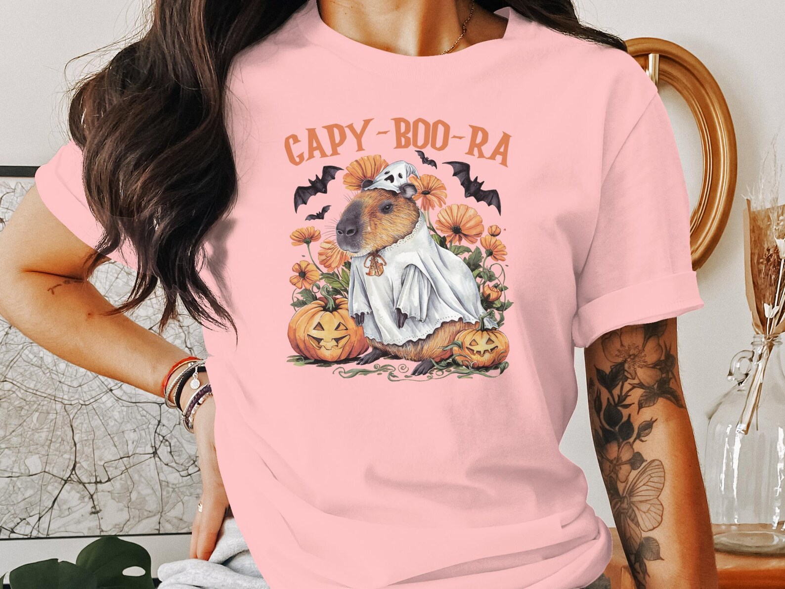 Funny Halloween Capybara Ghost T-shirt, Capybara Boo Ghost Shirt ...
