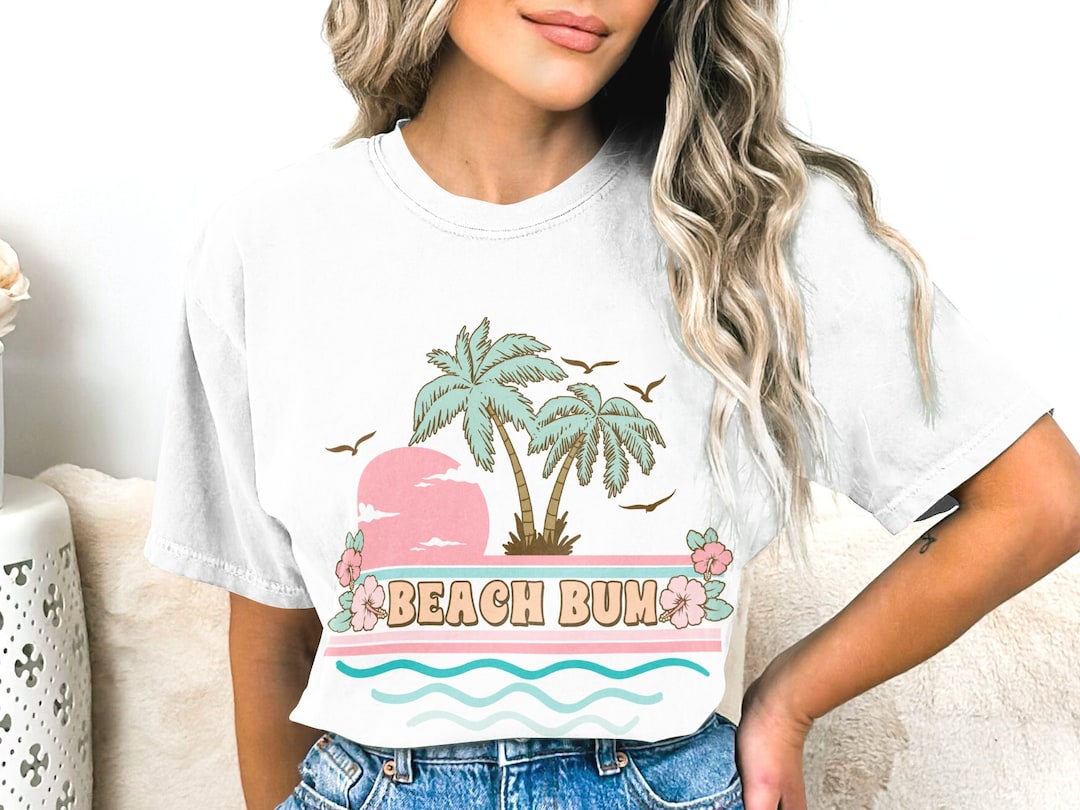 Tropical Beach Bum T-shirt, Sunset Palm Tree Graphic Tee, Summer ...