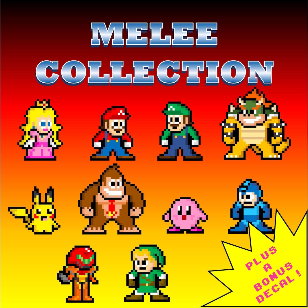 8-bit Sticker Set of 10 Individual Decals: Melee Collection - Custom ...