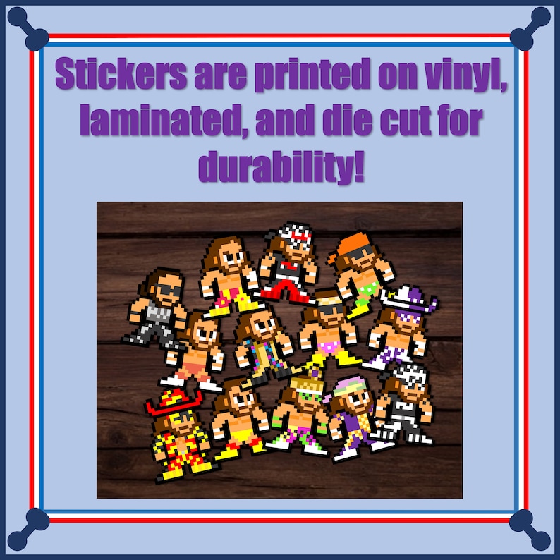 8-bit Pixel Art WWF/WCW Savage Collection Vinyl Sticker Set of 13 ...