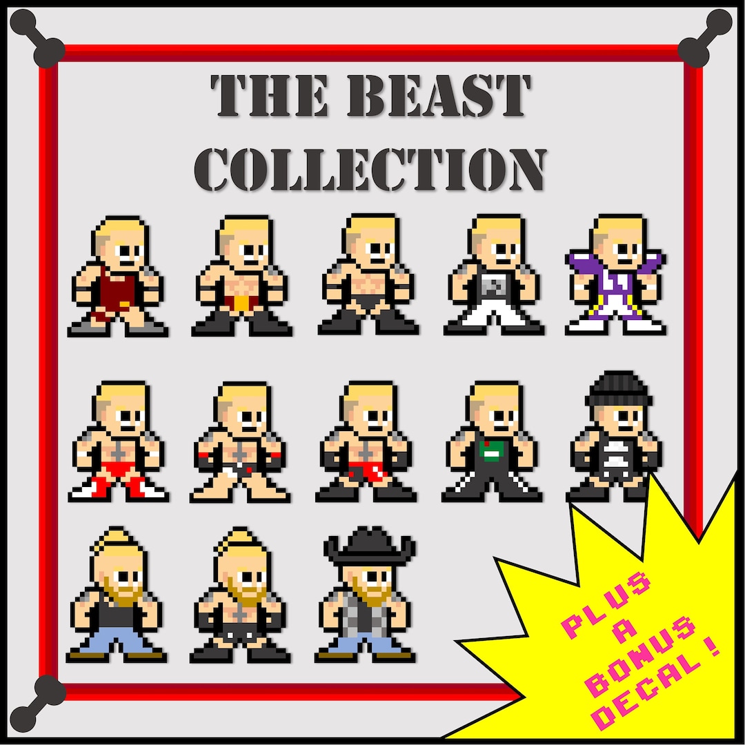 Pixel Art Stickers - the Beast Collection Vinyl Sticker Set of 13 ...