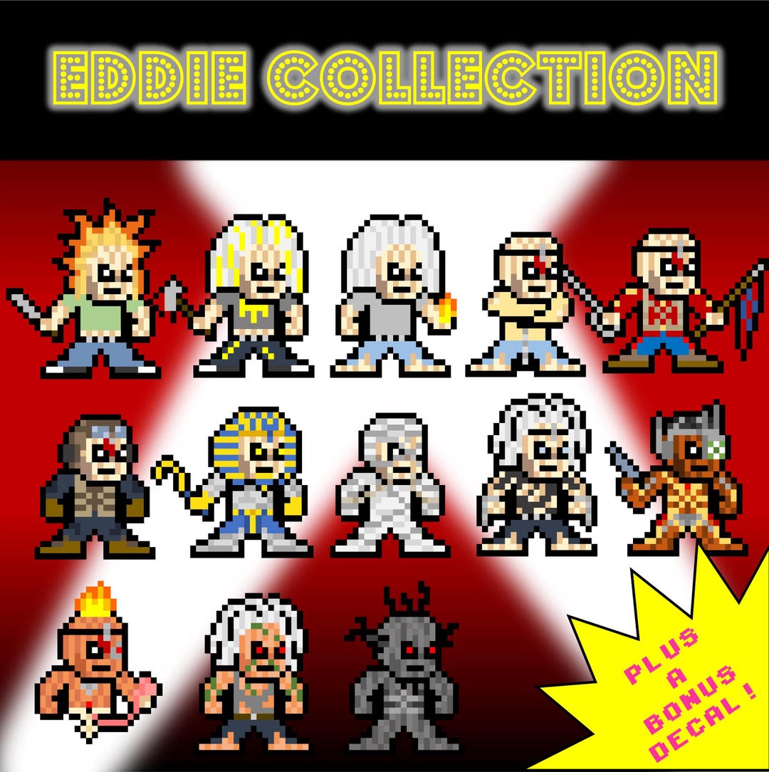 Pixel Art Stickers - Eddie Collection Vinyl Sticker Set of 13 ...