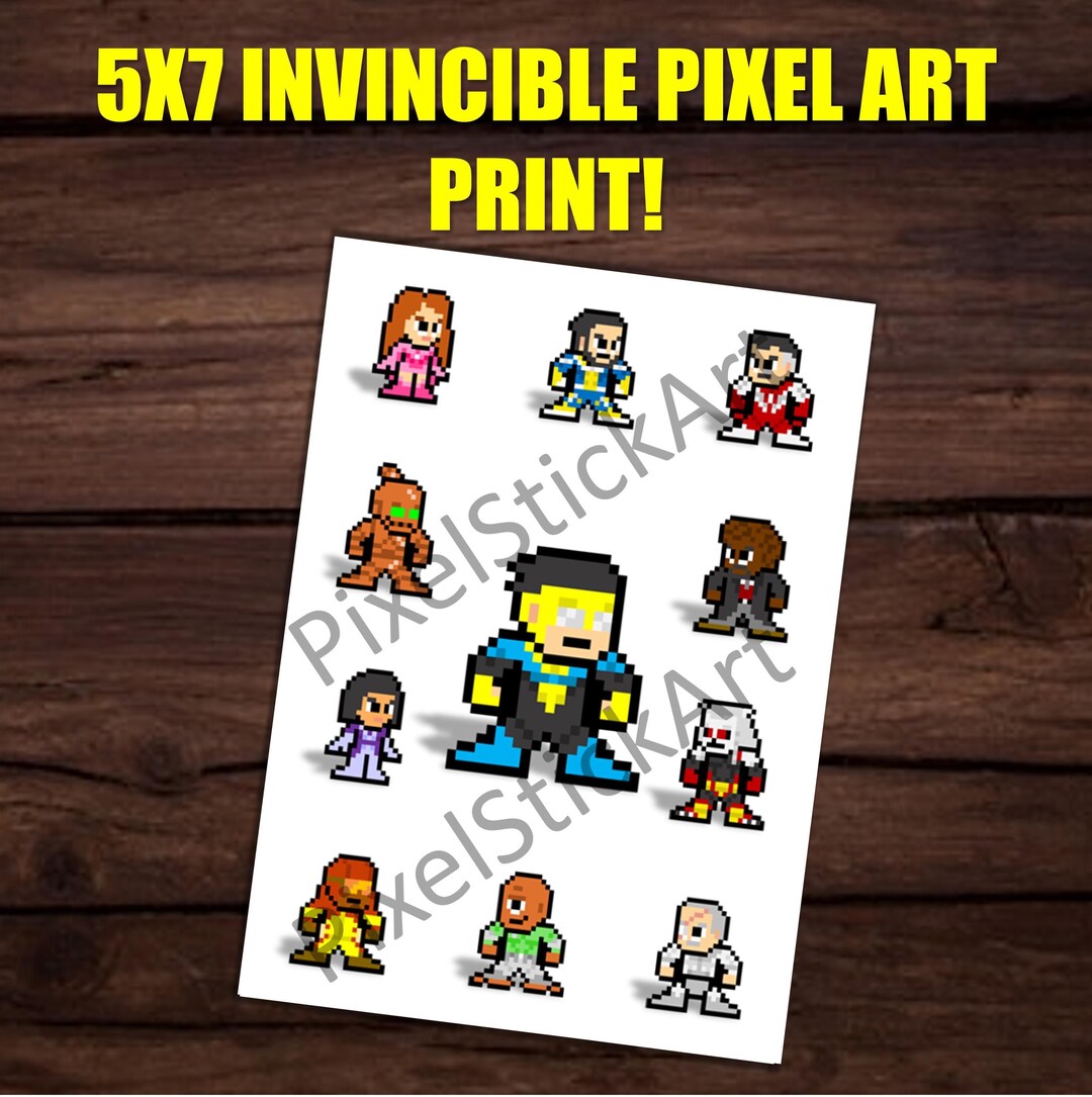 8-bit Invincible Cartoon 5X7 Print - Custom Designed Pixel Art ...