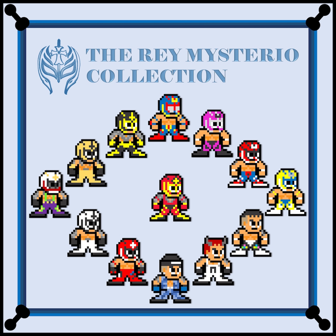 8-bit Pixel Art WWE Rey Mysterio Collection Vinyl Sticker Set of 13 ...