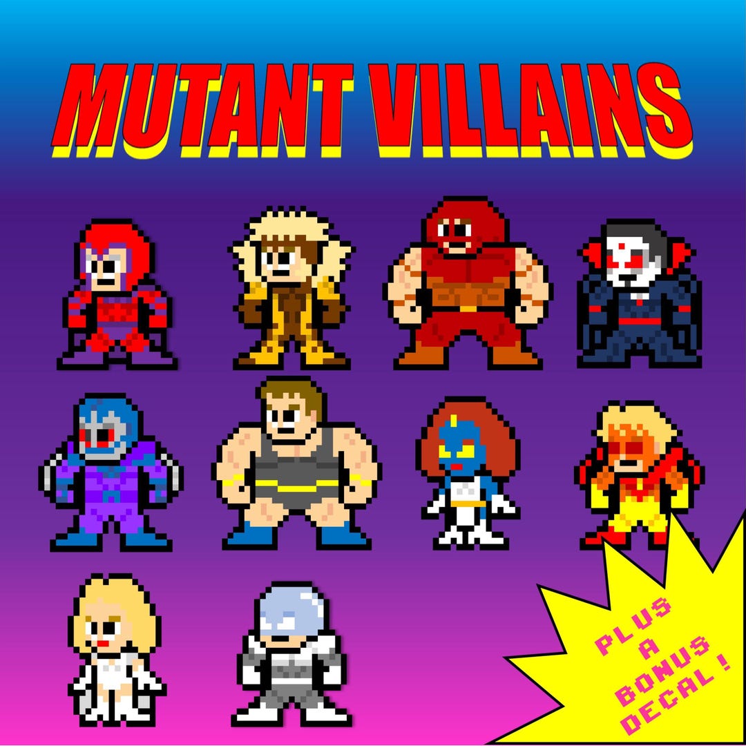 8-bit Retro Comic Stickers: Mutant Villains Set of 10 - Etsy