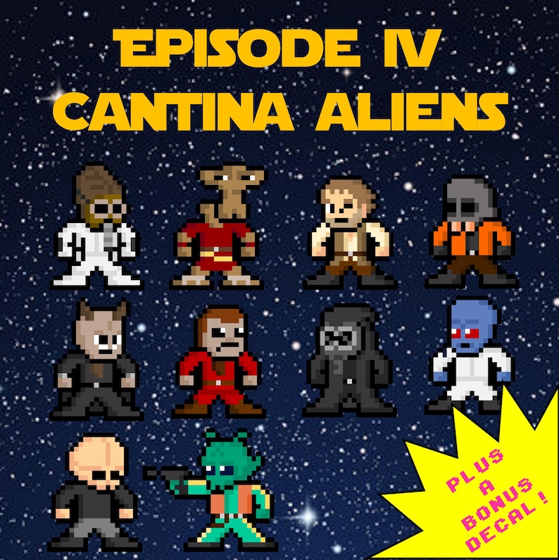 8-bit Sci-fi Sticker Set: Cantina Aliens Set of 10 Stickers - Custom ...