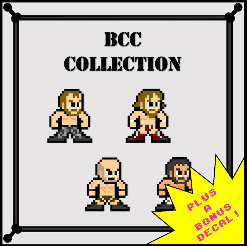 8-bit Wrestling Sticker Set: BCC Collection Set of 4 Stickers - Custom ...