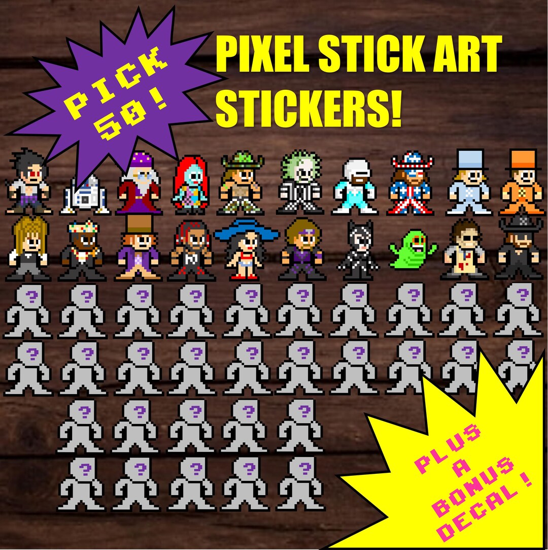 8-bit Custom Retro Sticker Set of 50: Pick ANY 50 Characters - Etsy