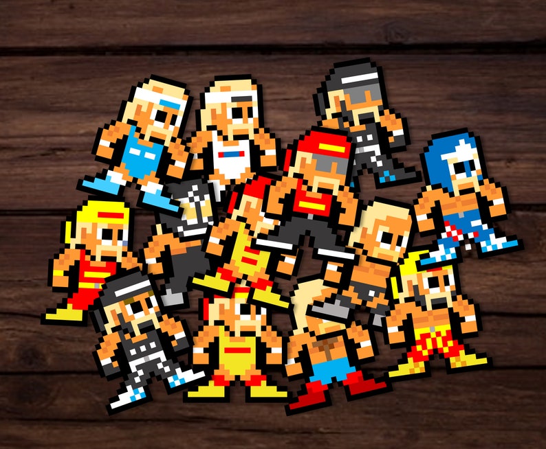 8-bit Pixel Art WWF/WWE Hulkamania Collection Vinyl Sticker Set of 13 ...