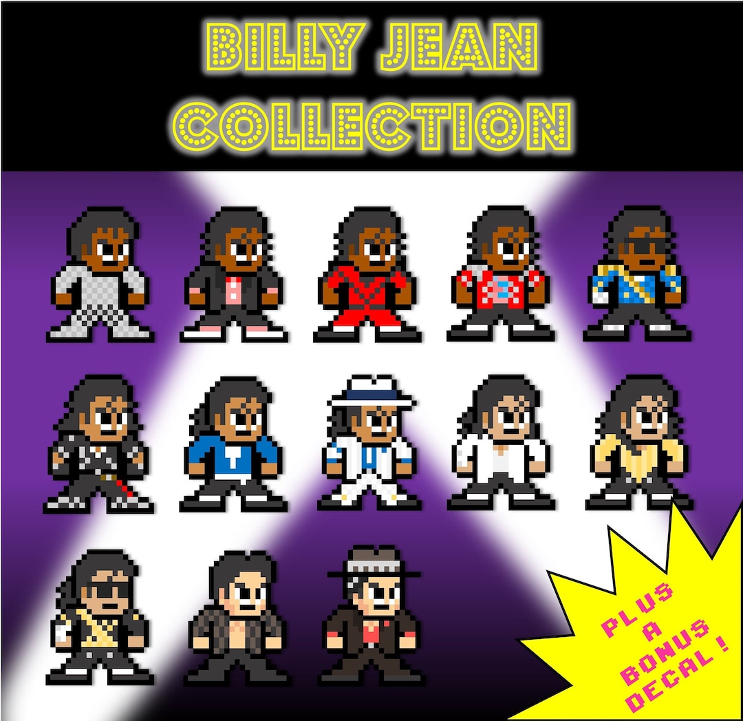 8-bit Pixel Art Stickers 80's Billy Jean Collection Vinyl Sticker Set ...
