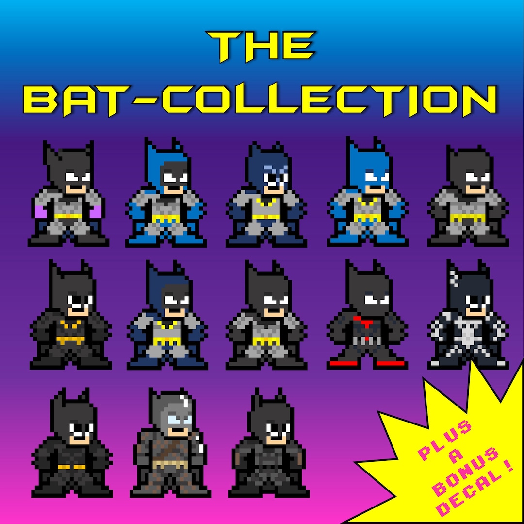 8-bit Comic Sticker Set: Bat Collection Set of 13 Stickers - Custom ...