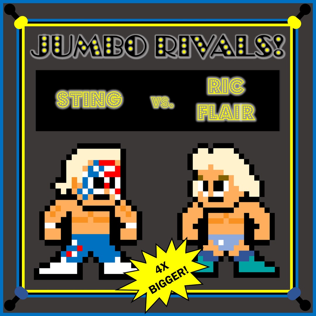 8-bit Pixel Art Set of Two JUMBO Rival Stickers: Sting Vs. Ric Flair ...