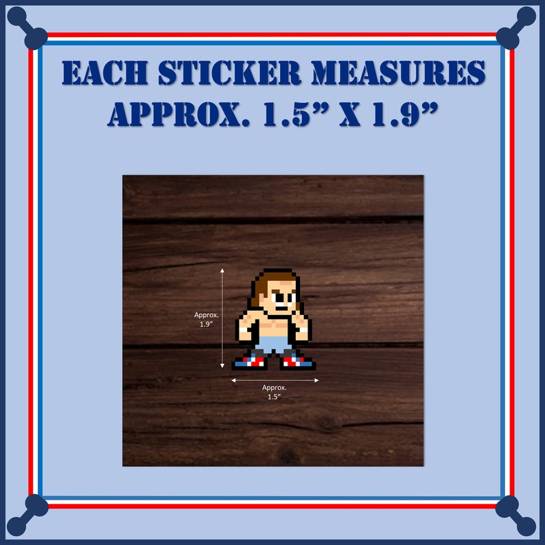 8-Bit Pixel Art WWF British Bulldogs Set de 3 pegatinas individuales ...