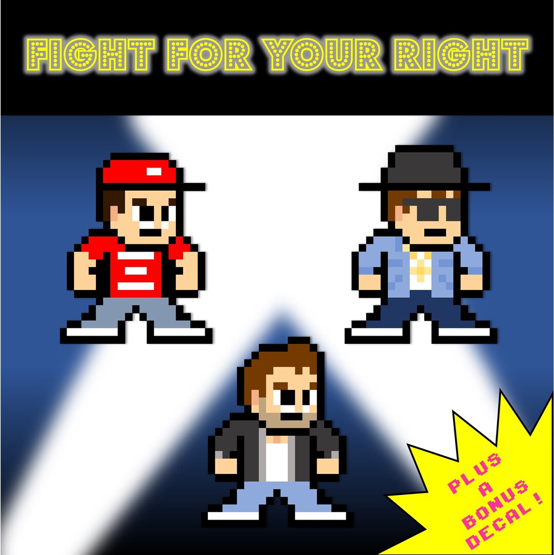 8-bit Sticker Set of 3 Individual Decals: Fight for Your Right - Custom ...