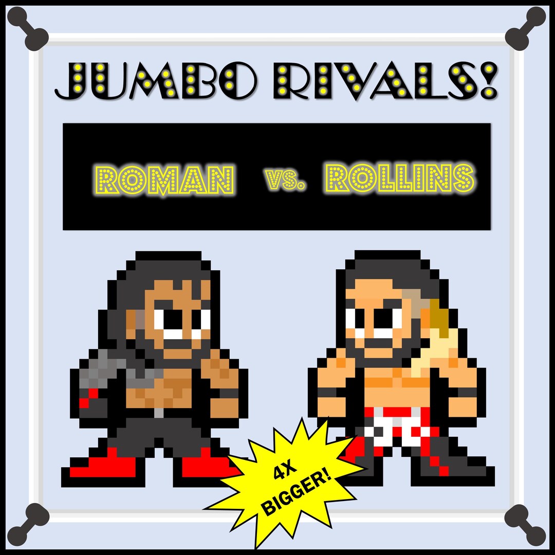8-bit Sticker Set of 2 JUMBO Individual Decals: Roman Vs Rollins ...