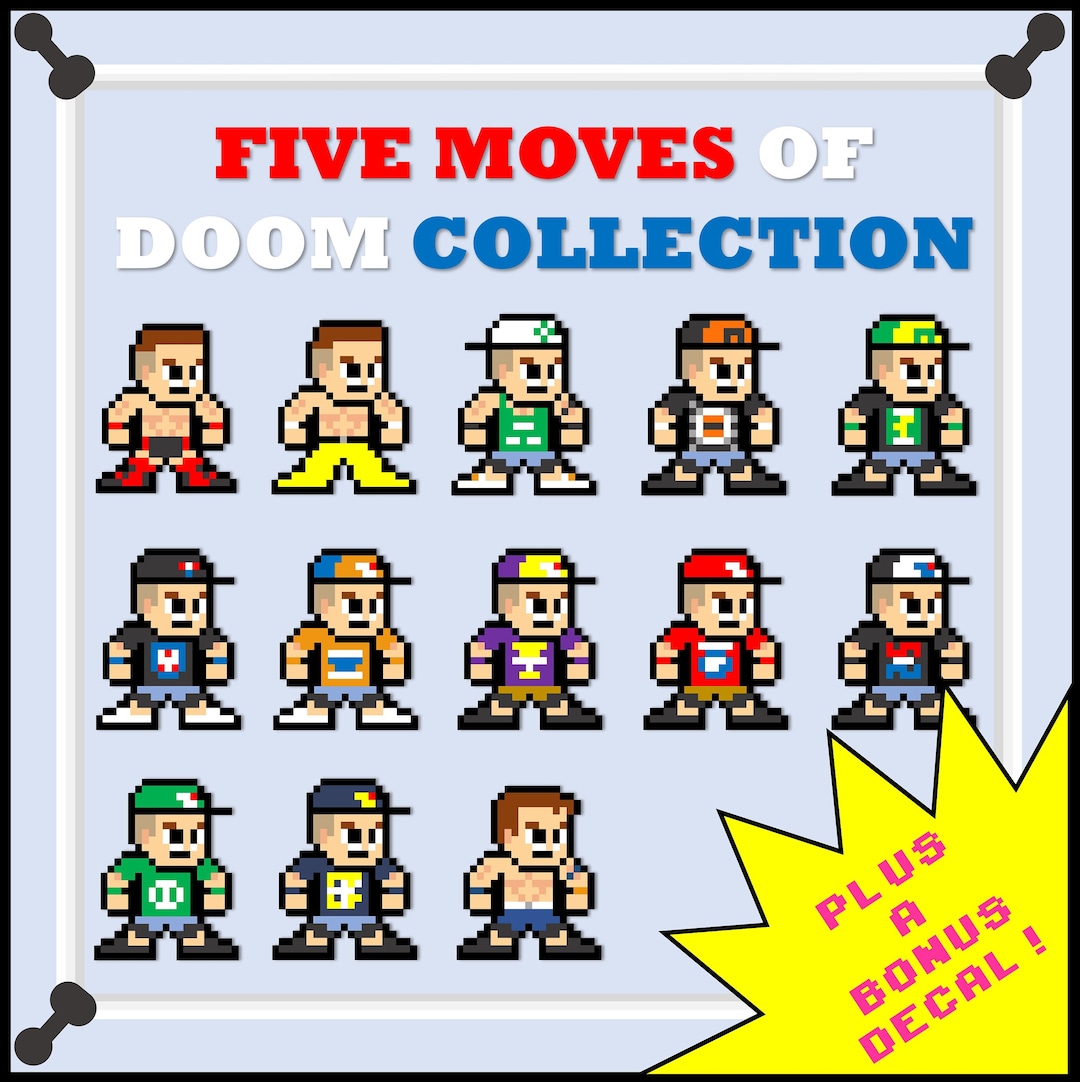 8-bit Pixel Art Stickers the Five Moves of Doom Collection Vinyl ...