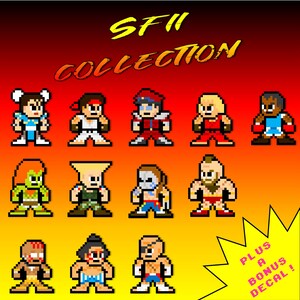8-bit Pixel Art Stickers SF2 Collection Vinyl Sticker Set of 12 ...