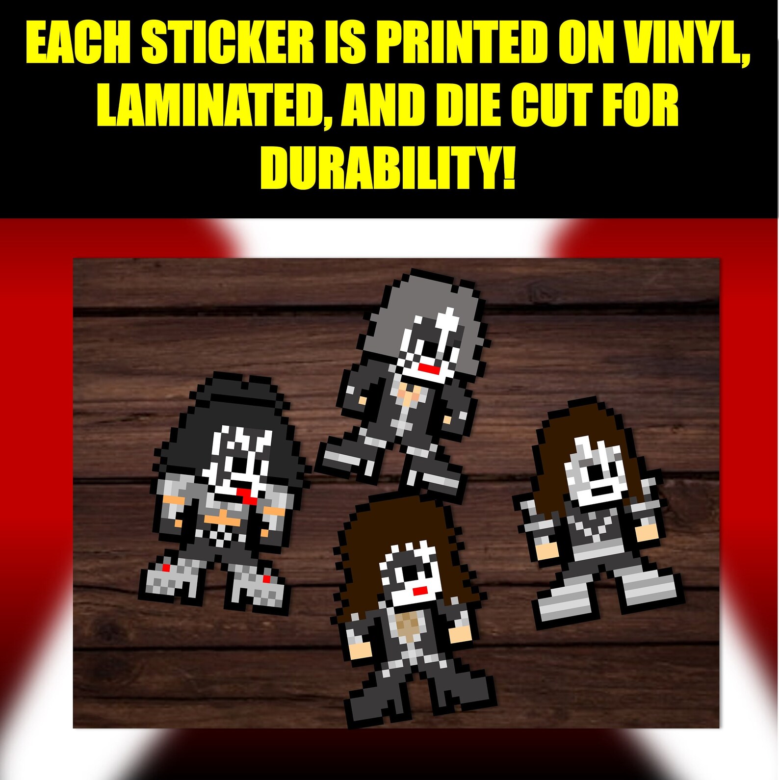 8-bit Retro Rock Band Stickers: God of Thunder Set of 4 - Etsy