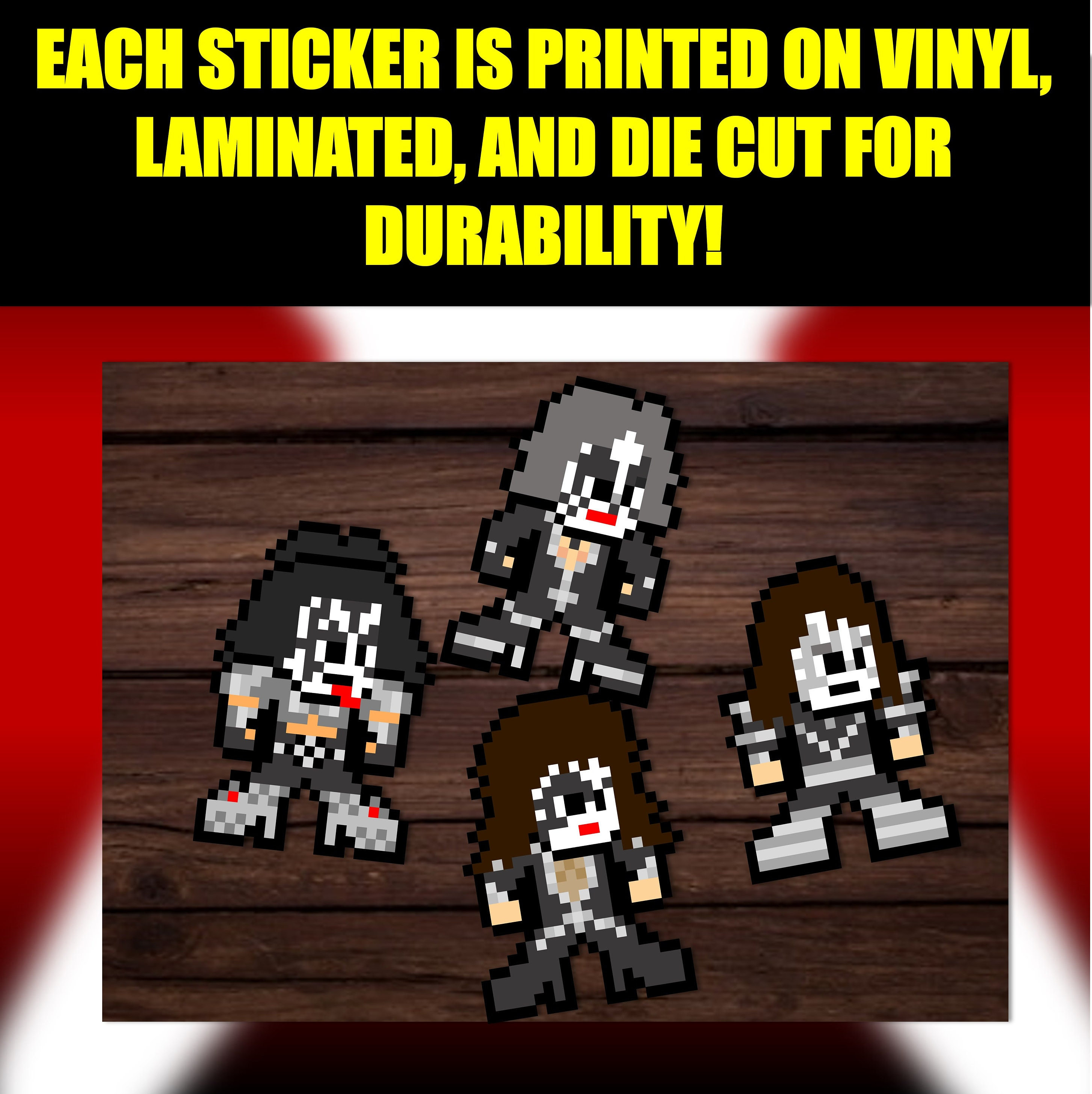 8-bit Retro Rock Band Stickers: God of Thunder Set of 4 - Etsy